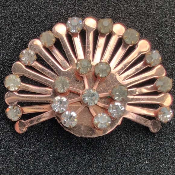 Jewelry | Vintage Art Deco Style Brooch Pin Copper Vermeil With Clear ...
